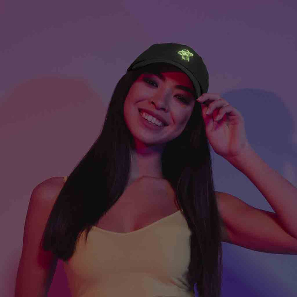 Dalix UFO Embroidered Alien Dad Hat Cotton Baseball Cap Adjustable Mens