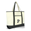 Dalix Initial Tote Bag Personalized Monogram Zippered Top Letter - P