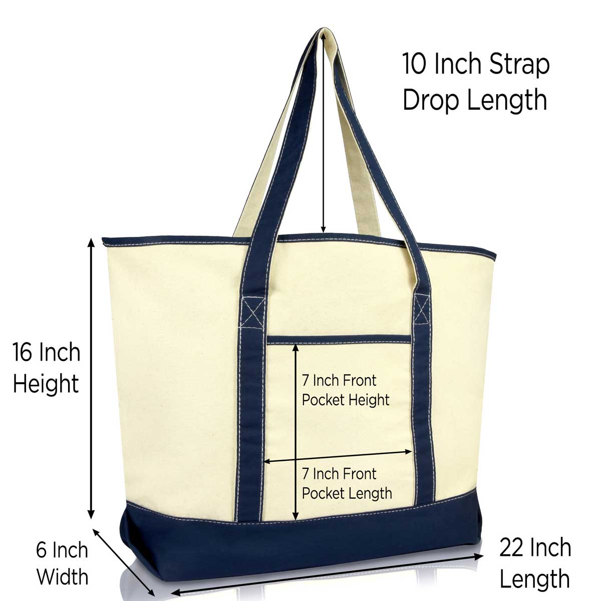 DALIX 22" Open Top Heavy Duty Deluxe Tote Bag Outer Pocket | Dalix.com