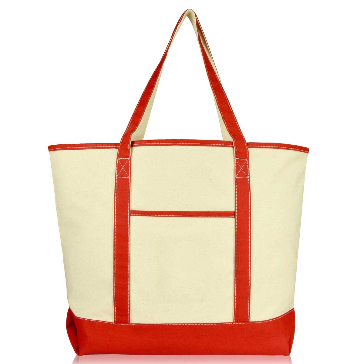 DALIX 22" Open Top Heavy Duty Deluxe Tote Bag Outer Pocket | Dalix.com