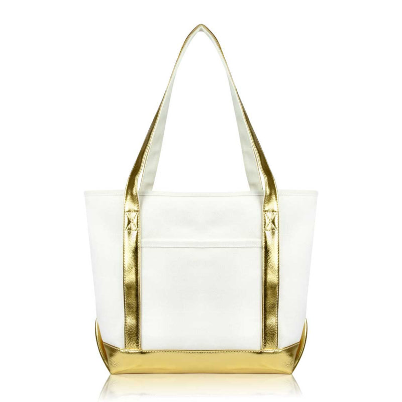 DALIX Daily Shoulder Tote Bag Premium Cotton Canvas | Dalix.com