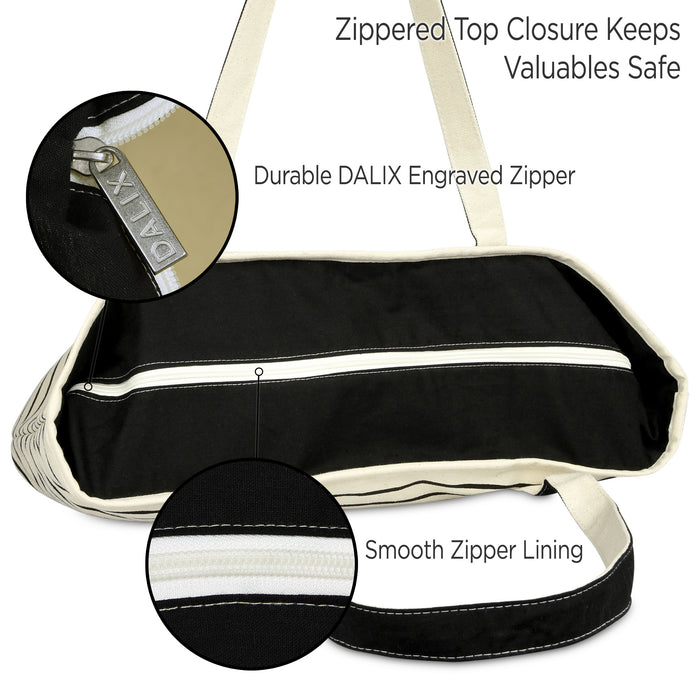 Dalix Striped D-Initial Tote Bag Womens Ballent Letter D