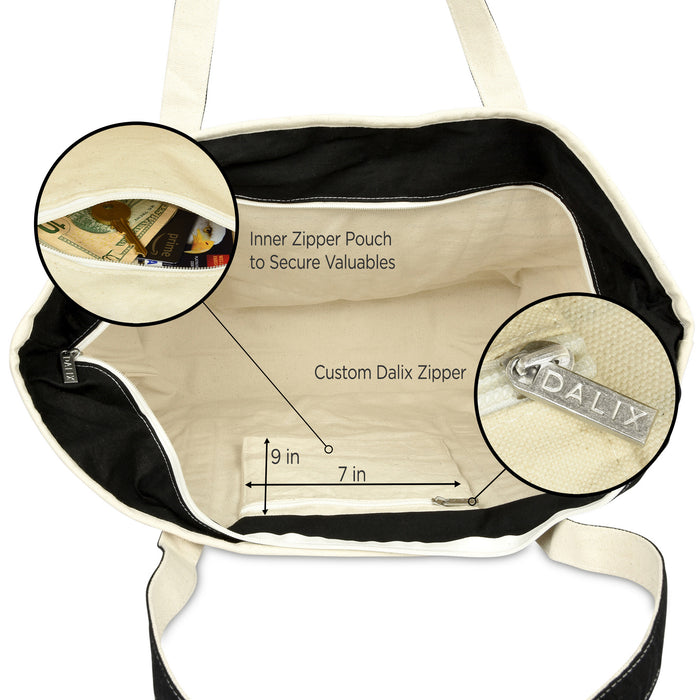 Dalix Striped D-Initial Tote Bag Womens Ballent Letter D